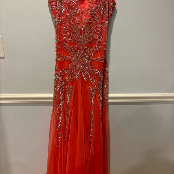 Scala | Dresses | Scala Red And Gold Sweetheart Maxi Gown | Poshmark